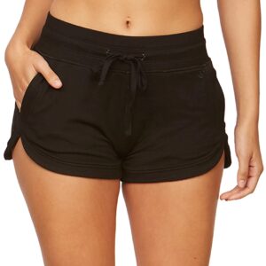 Colosseum Active Women's Junior Fit Four Way Stretch Micro French Terry Dolphin Lounge Short with Pockets (Black, Large)