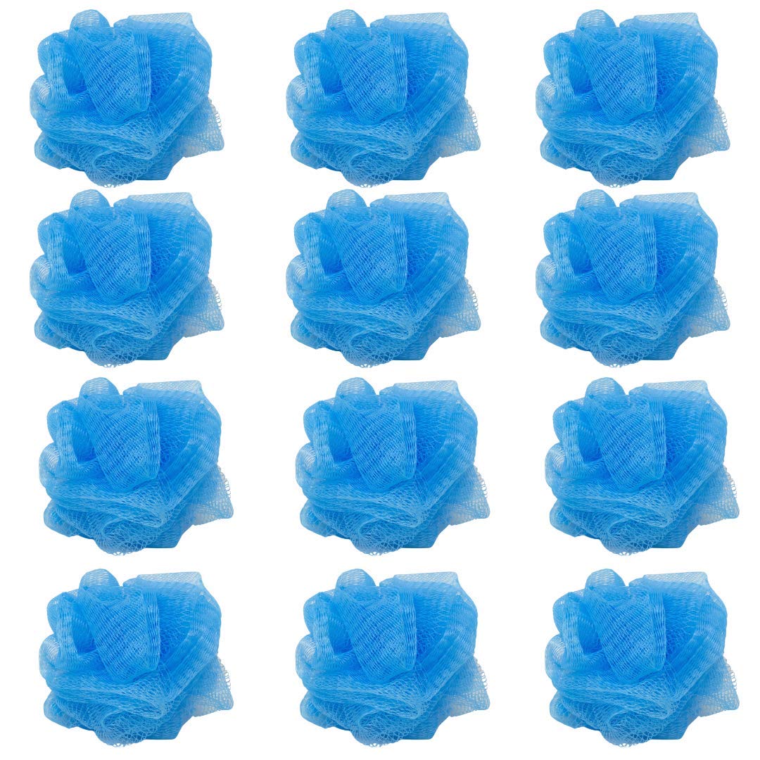 Loofah Lord 12 Blue Bath or Shower Sponge Loofahs Pouf Mesh Wholesale Bulk Lot