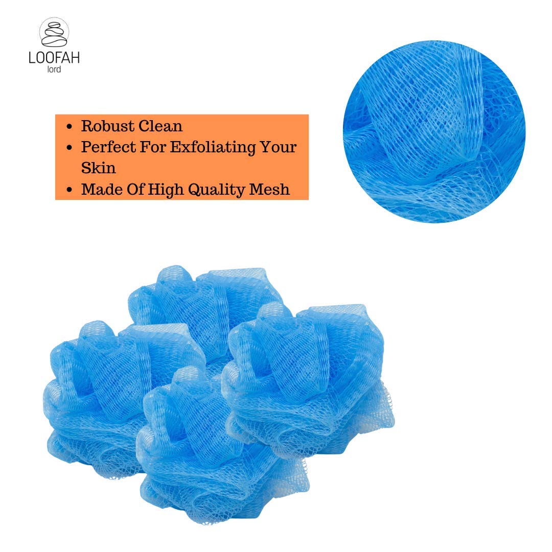 Loofah Lord 12 Blue Bath or Shower Sponge Loofahs Pouf Mesh Wholesale Bulk Lot