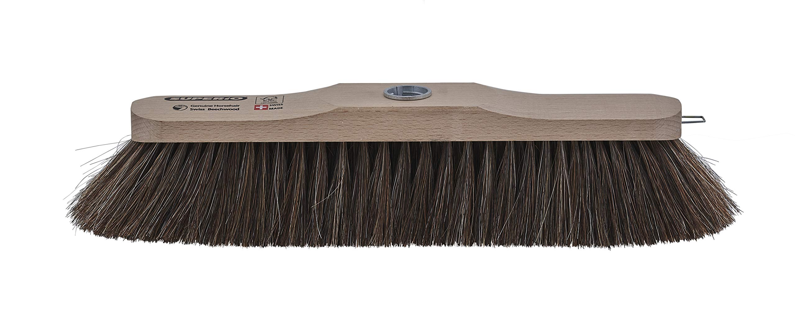 Horsehair Broom Natural Bristles with Metal Handle, Durable Beech Wood Brush Head Genuine Horse Hair Bristles, Swiss Made Broom - Parquet, Solid Hardwood Floor, Tile Surfaces