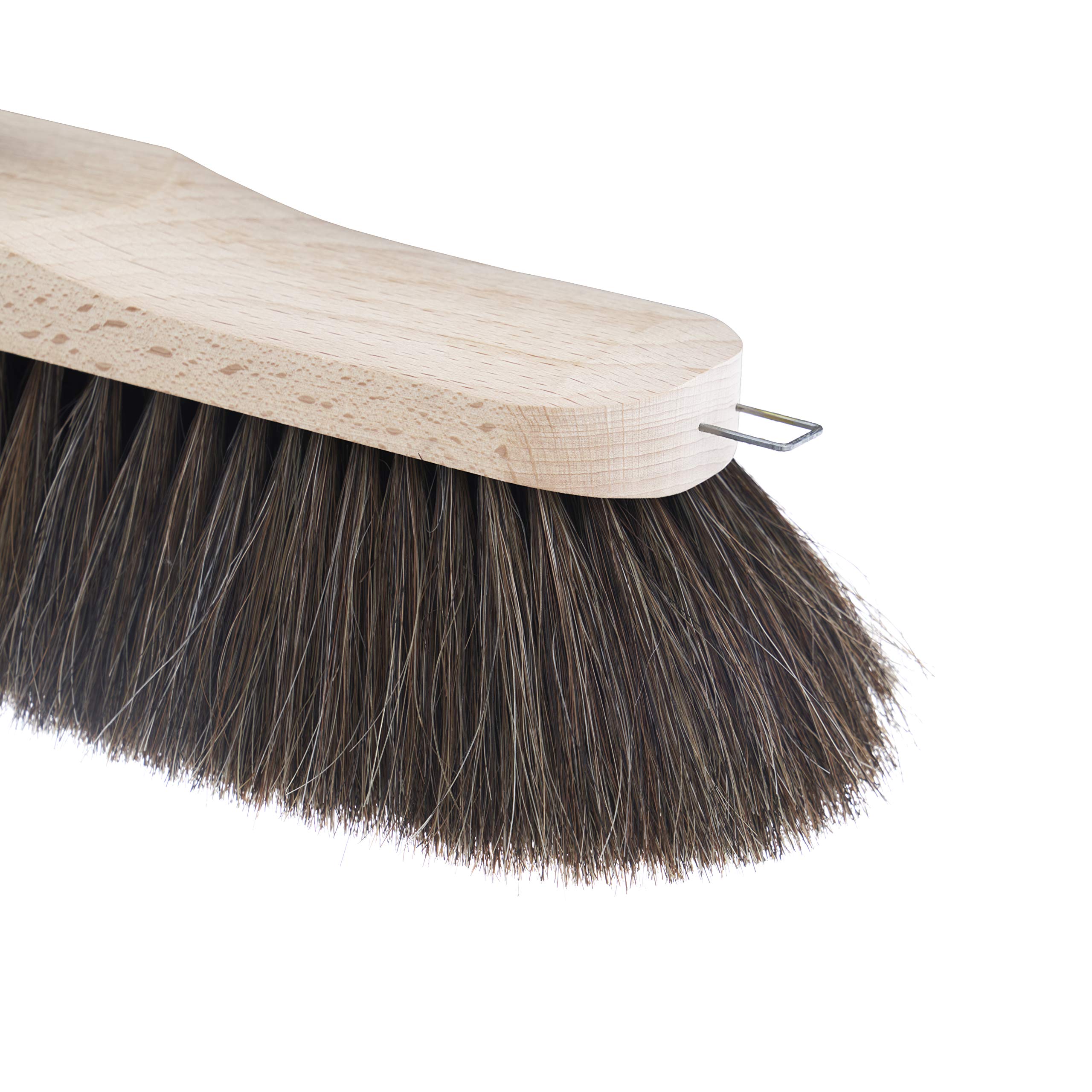 Horsehair Broom Natural Bristles with Metal Handle, Durable Beech Wood Brush Head Genuine Horse Hair Bristles, Swiss Made Broom - Parquet, Solid Hardwood Floor, Tile Surfaces