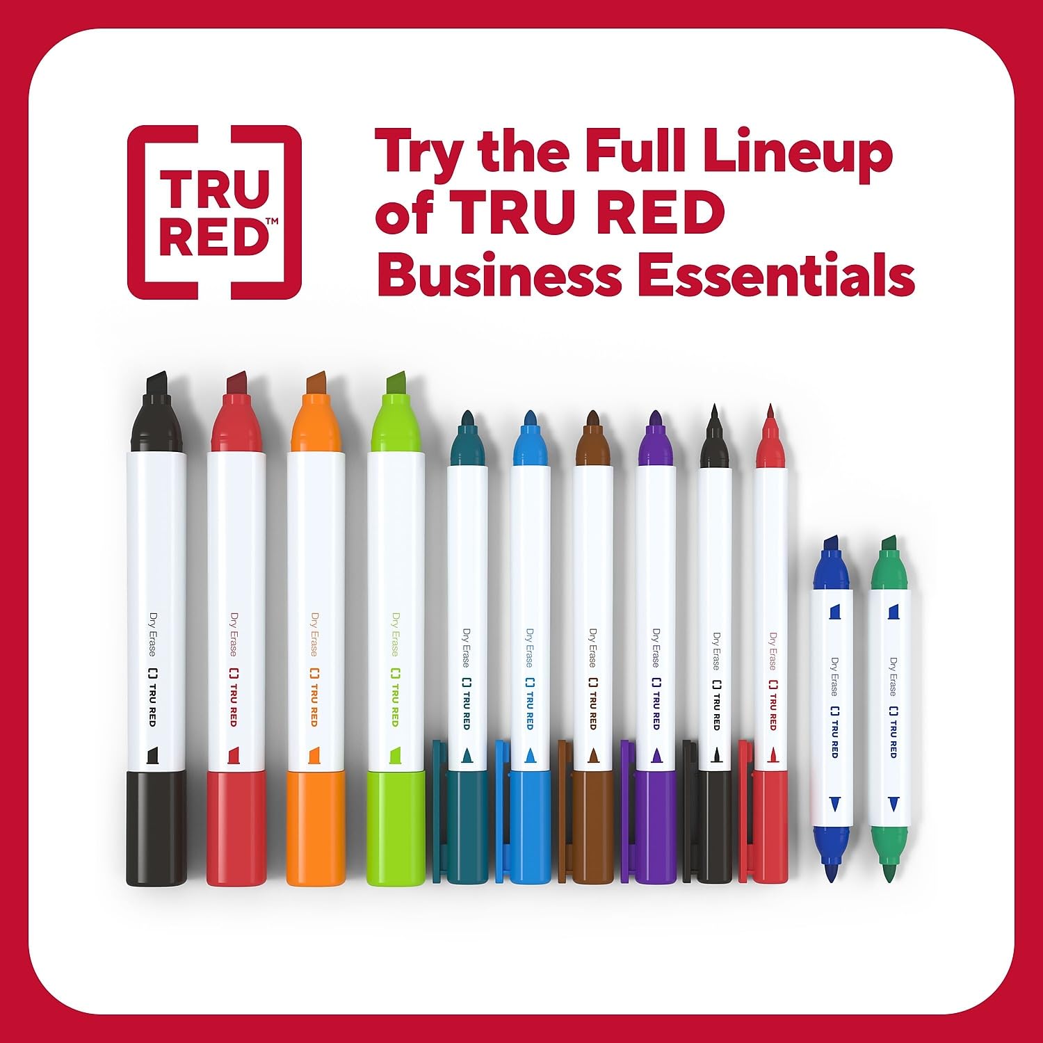 TRU RED Pen Dry Erase Markers Fine Tip Black Dozen