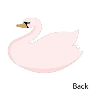 Big Dot of Happiness Swan Soiree - Shaped White Baby Shower or Birthday Party Thank You Note Cards with Envelopes - Set of 12