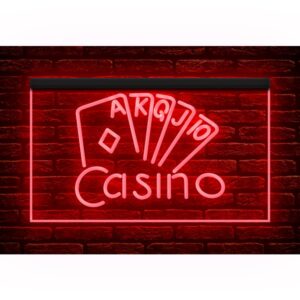 220092 casino poker game card room man cave home decor display led light neon sign (12" x 8", red)