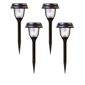 solarbasics sb-145 dc pathway solar landscape accent light, dual warm/bright white bulb, led, oil rubbed bronze, 4-pack