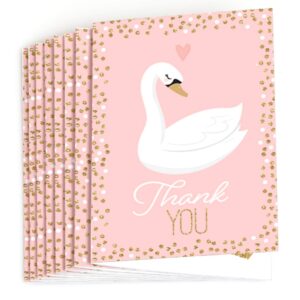 Big Dot of Happiness Swan Soiree - White Swan Baby Shower or Birthday Party Thank You Cards (8 count)