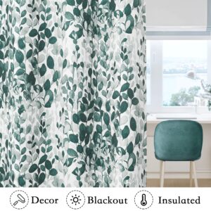 KGORGE Herb Foliage Pattern Curtains, Lighten up Indoor Space Room Darkening Window Curtain Set for Dining Area/Farmhouse, W 52" x L 84" per Panel, 2 Pcs, Green-Blue