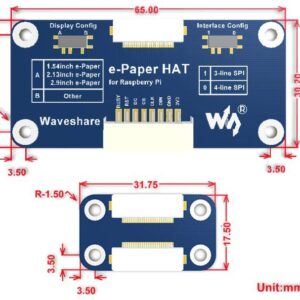 waveshare Universal e-Paper Driver HAT Board Supports Various SPI Interface e-Ink Raw Display Panels Compatible with Raspberry Pi 3B+/3B/2B/Zero/Zero W