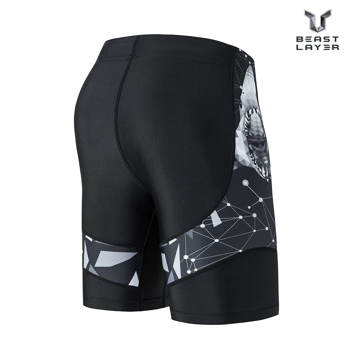 Men's Rash Guard Swim Shorts Compression Swimming Jammer Cool Dry Active Swimsuit Workout Shorts Sports Tights(Shark,L)