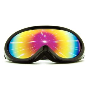 glofx black diffraction ski goggles - rainbow gradient rave prism kaleidoscope lightshow lenses edm music festival