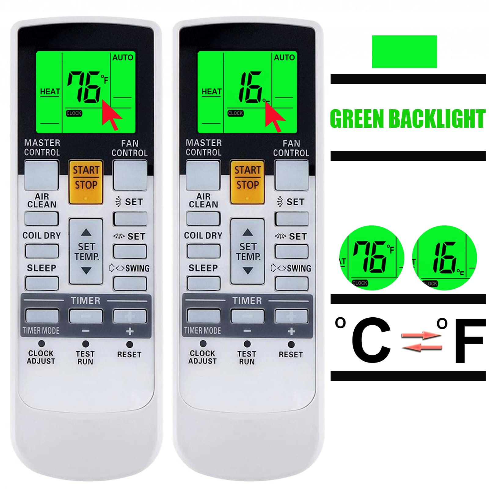 Replacement Remote Control for Fujitsu AR-REG1U AR-REY1U UTY-LNHUM ASU9RLS3 ASU12RLS3 ASU15RLS3 AUU12RLF AUU18RLF AUU9RLF AR-RAE1E AR-RAE2U AR-RAE1U ASTG30JEC ASTG34JEC AR-SY1 AR-RY3 AR-RY14