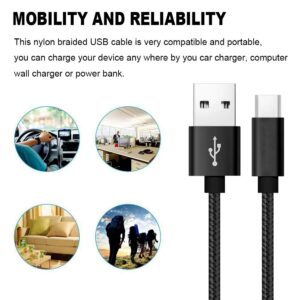 RoFI USB Type C Cable, [2Pack] 2FT USB C Cable Nylon Braided Fast Charging for Galaxy S10 S9 S8 Plus Note 9 8, Pixel, Moto Z, LG V30 V20 G5, Xperia, Switch and More (Black, 2 FT)