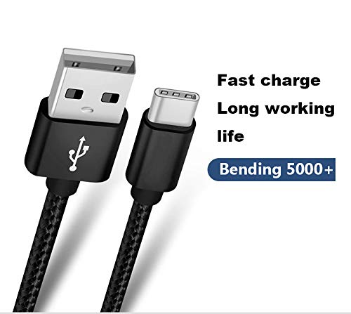 RoFI USB Type C Cable, [2Pack] 2FT USB C Cable Nylon Braided Fast Charging for Galaxy S10 S9 S8 Plus Note 9 8, Pixel, Moto Z, LG V30 V20 G5, Xperia, Switch and More (Black, 2 FT)