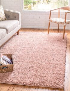 unique loom davos shag collection area rug - solid (3' 3" x 5' 3" rectangle, dusty rose)