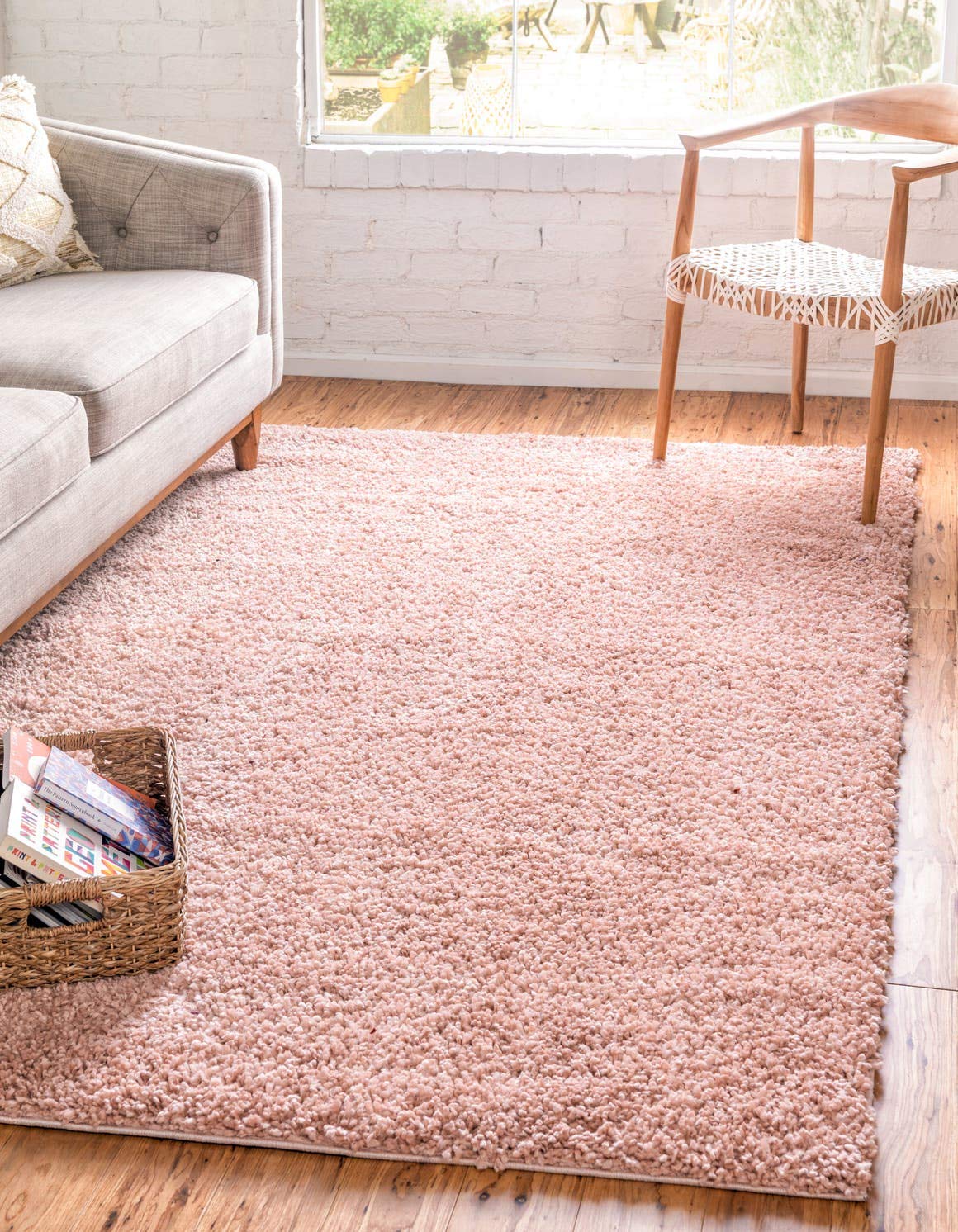 Unique Loom Davos Shag Collection Area Rug - Solid (3' 3" x 5' 3" Rectangle, Dusty Rose)