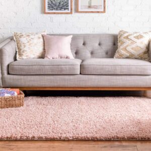 Unique Loom Davos Shag Collection Area Rug - Solid (3' 3" x 5' 3" Rectangle, Dusty Rose)