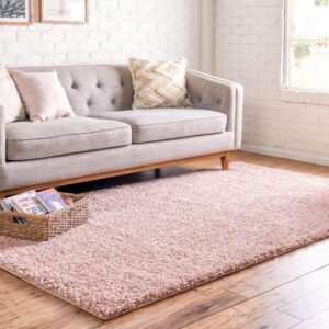 Unique Loom Davos Shag Collection Area Rug - Solid (3' 3" x 5' 3" Rectangle, Dusty Rose)