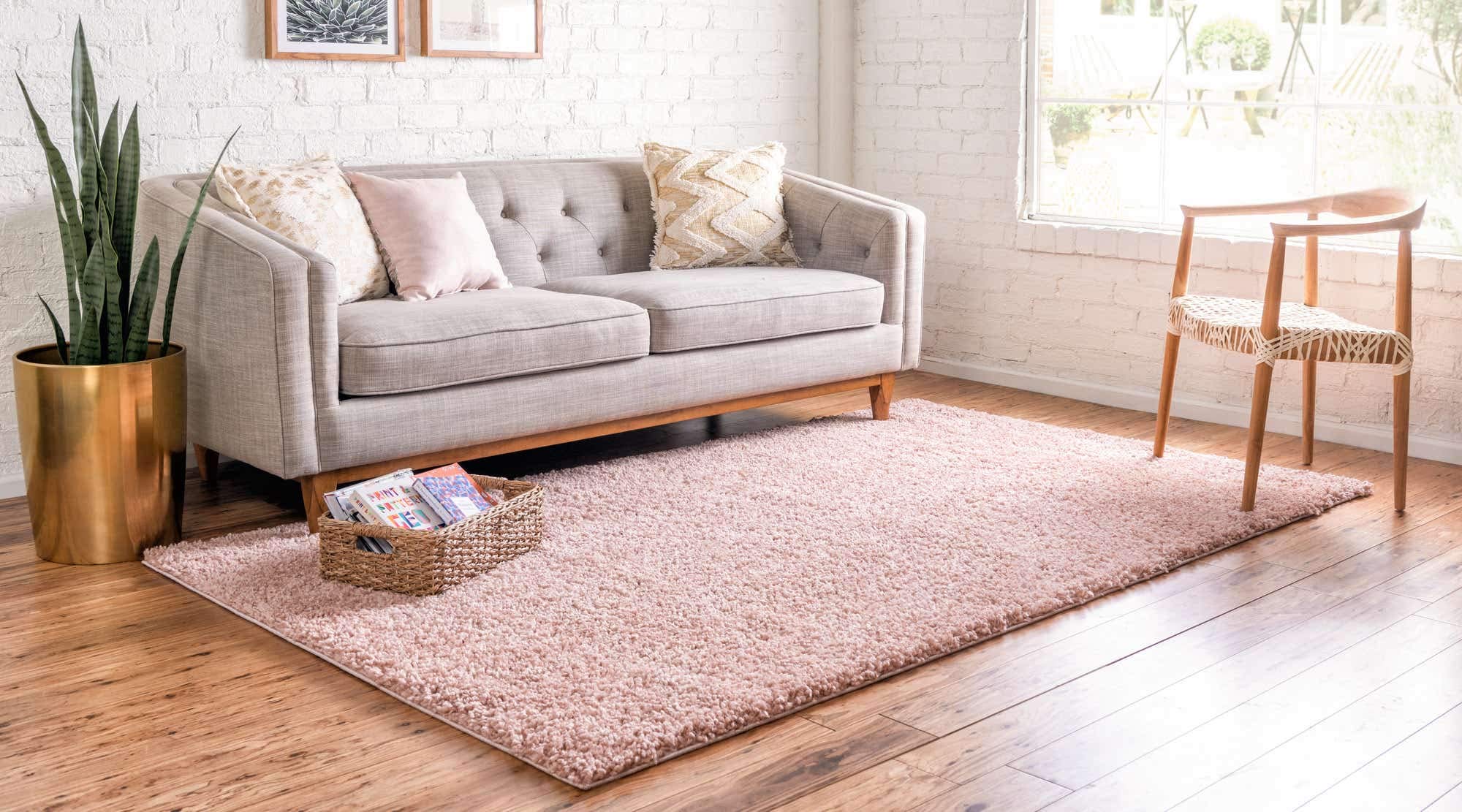 Unique Loom Davos Shag Collection Area Rug - Solid (3' 3" x 5' 3" Rectangle, Dusty Rose)