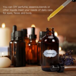 ULG Amber Glass Spray Bottles 4oz Brown Glass Bottle Fine Mist Sprayers Empty Spray Atomizer Including Waterproof DIY Labels 16 Piece