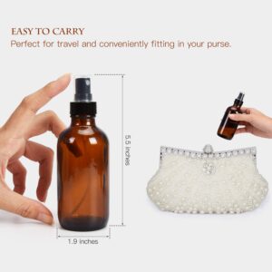 ULG Amber Glass Spray Bottles 4oz Brown Glass Bottle Fine Mist Sprayers Empty Spray Atomizer Including Waterproof DIY Labels 16 Piece