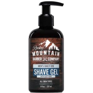 men's shave gel - clear shaving gel so you can see where you are shaving – for full shaves and tightening beard lines - 8oz by rocky mountain barber company