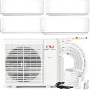 cooper & hunter 4 zone 9000 9000 9000 18000 mini split ac/heating system heat pump with 25ft installation kit