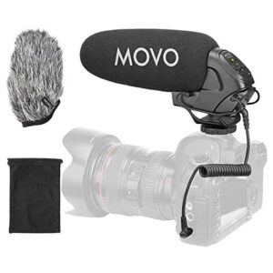 movo vxr3031 shotgun microphone - supercardioid on-camera shotgun mic with 2-step high-pass filter, 3-stage audio level control, headphone monitoring input + more