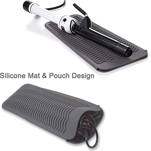 Ryke Kukkri Hair Iron Mat & Pouch, Professional Heat Resistant Mat for Flat Iron and Curling Iron, Portable Travel Silicone Hair Straightener Mat and Cover for Hair Styling Tools