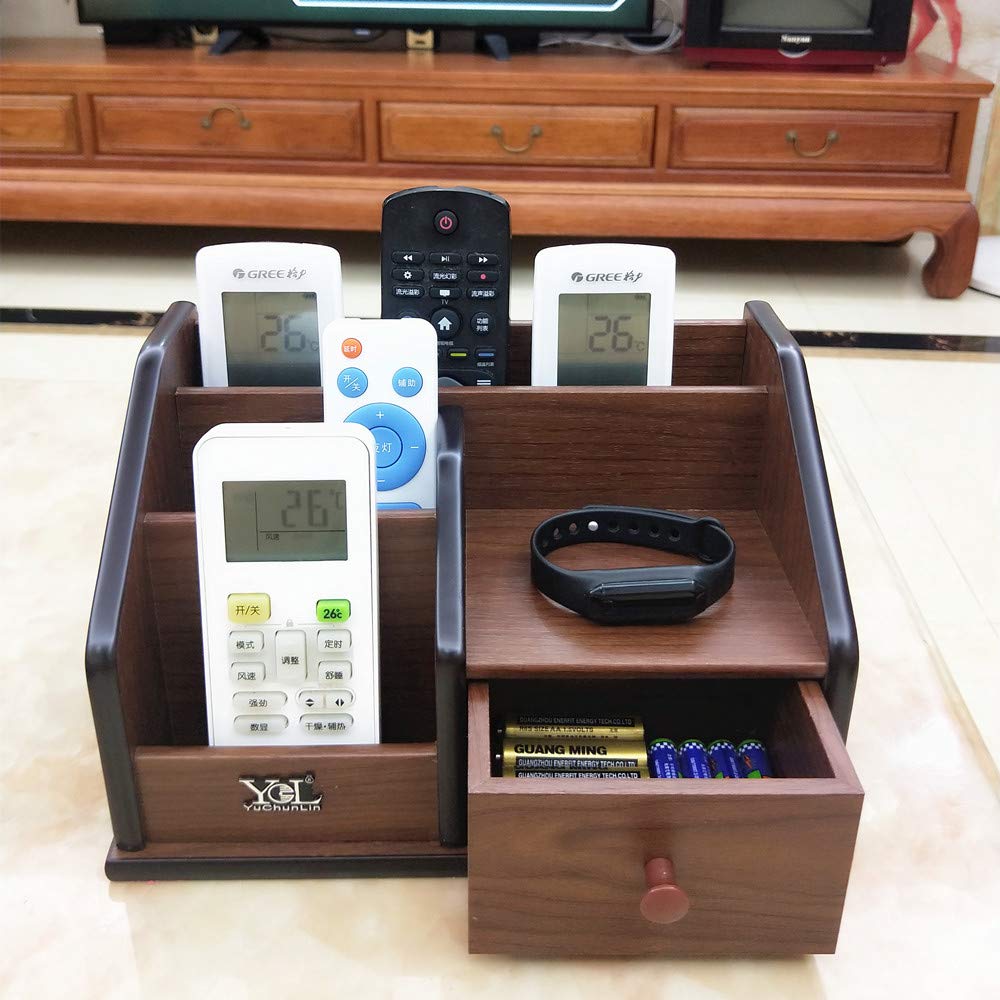 Wooden desk organizer with Drawer,Multifunctional Office & Home Storage Organizer as Large pencil holder makeup organizer remote control holder etc. (YCL829)