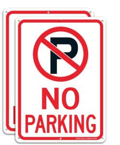 (2 pack) no parking sign with symbol sign, 10 x 7 inches reflective .40 rust free aluminum, uv protected, weather resistant, waterproof, durable ink, easy to mount