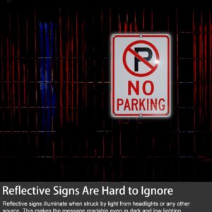 (2 Pack) No Parking Sign with Symbol Sign, 10 x 7 Inches Reflective .40 Rust Free Aluminum, UV Protected, Weather Resistant, Waterproof, Durable Ink, Easy to Mount