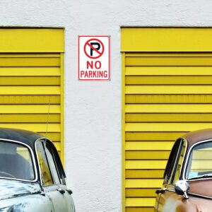 (2 Pack) No Parking Sign with Symbol Sign, 10 x 7 Inches Reflective .40 Rust Free Aluminum, UV Protected, Weather Resistant, Waterproof, Durable Ink, Easy to Mount