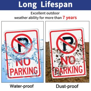 (2 Pack) No Parking Sign with Symbol Sign, 10 x 7 Inches Reflective .40 Rust Free Aluminum, UV Protected, Weather Resistant, Waterproof, Durable Ink, Easy to Mount