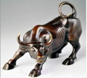 zamtac big wall street bronze fierce bull ox statue 13 cm / 5.12 inches