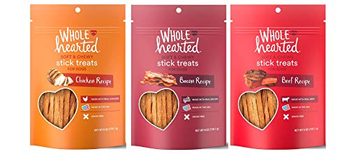 WholeHearted Grain Free Soft and Chewy Dog Stick Treats (Chicken & Beef & Bacon, 3-6 OZ)