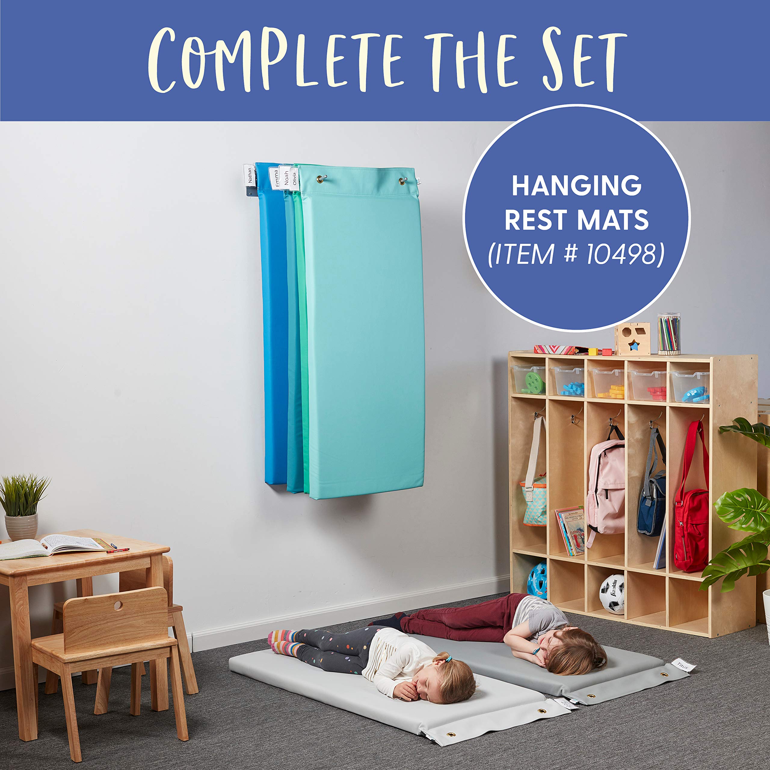 Factory Direct Partners 10500-N Hanging Rest Mat Metal Mount - Space-Saving Wall Rack for Preschool/Daycare Nap Mats