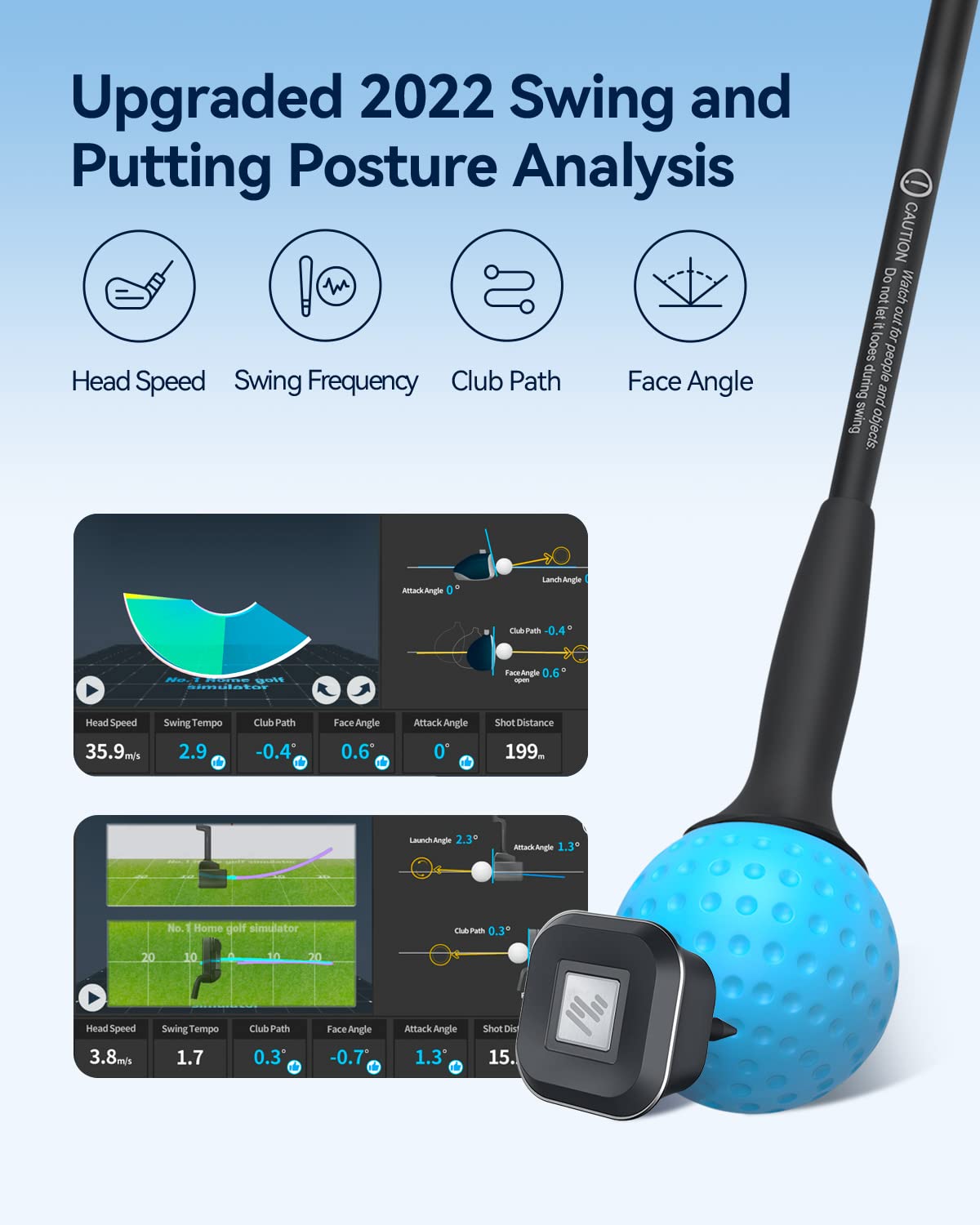 PHIGOLF Home Golf Simulator, Enjoy Interactive Golfing with Smart Motion Sensor and Swing Stick for Indoor and Outdoor Fun - Compatible with Android, iOS, WGT, and E6 Connect Series