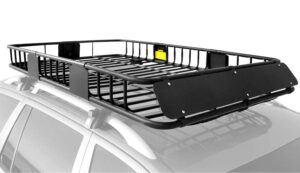 xcar roof rack basket rooftop cargo carrier with extension black car top luggage holder 64"x 39" universal for suv cars