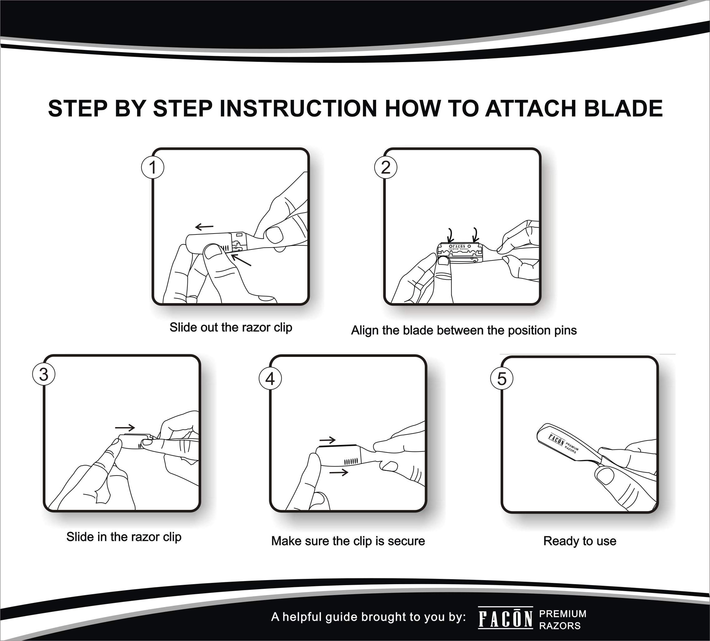 100 BLADES + Facón Professional Standard Japanese Straight Edge Faether Barber Razor - Salon Quality Cut Throat Shavette