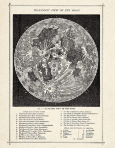 astronomy poster - moon map - choose unframed poster or canvas - vintage posters for dark academia, space poster for astronomers and space exploration enthusiasts, astronomy decor