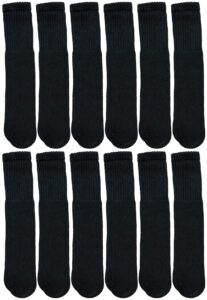 yacht & smith mens & womens wholesale bulk cotton tube socks, referee style, by socks'nbulk (12 pairs black, mens 10-13 (shoe size 7-12))