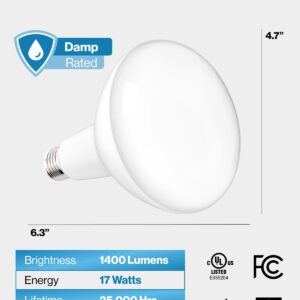 Sunco 4 Pack BR40 Light Bulbs, LED Indoor Flood Light, Dimmable, CRI94 2700K Soft White, 100W Equivalent 17W, 1400 Lumens, E26 Base, Indoor Residential Home Recessed Can Lights, High Lumens - UL