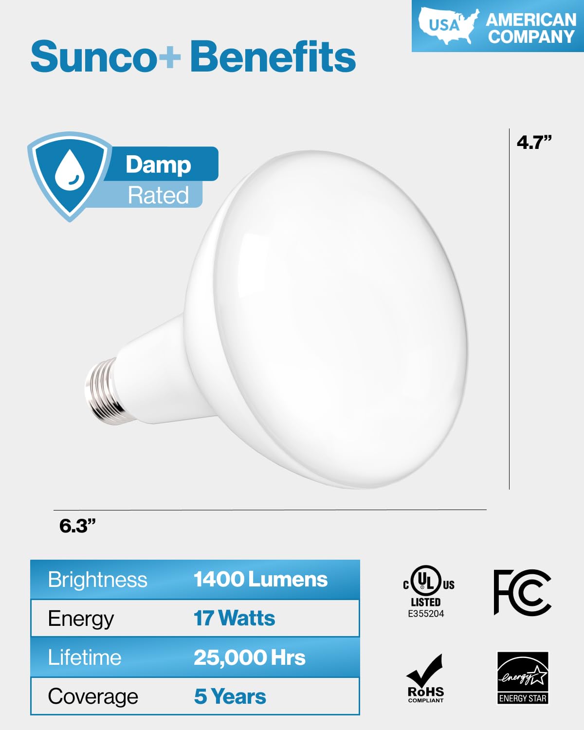 Sunco 4 Pack BR40 Light Bulbs, LED Indoor Flood Light, Dimmable, CRI94 2700K Soft White, 100W Equivalent 17W, 1400 Lumens, E26 Base, Indoor Residential Home Recessed Can Lights, High Lumens - UL