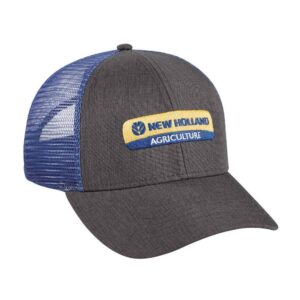 new holland heather grey twill with blue mesh back cap