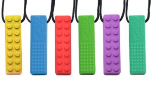 tilcare chew chew sensory necklace – best for kids or adults that like biting or have autism – perfectly textured silicone chewy toys - chewing pendant for boys & girls - chew necklaces (6-pack)