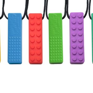 Tilcare Chew Chew Sensory Necklace – Best for Kids or Adults That Like Biting or Have Autism – Perfectly Textured Silicone Chewy Toys - Chewing Pendant for Boys & Girls - Chew Necklaces (6-Pack)