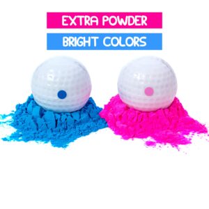 Winsharp Gender Reveal Golf Balls Exploding Golf Ball Set - 2 Balls - 1 Pink & Blue Plus Golf Tees and 20 Pink and 20 Blue Baby Gender Voting Stickers Gender Reveal Decoration Ideas Golf Theme