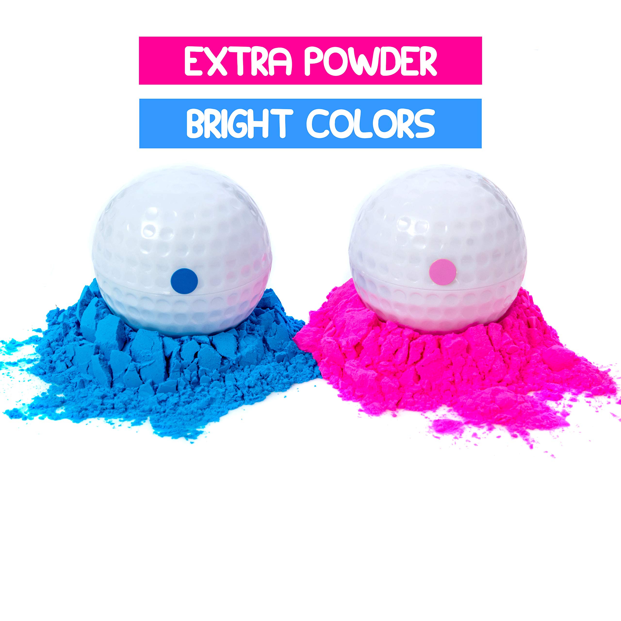 Winsharp Gender Reveal Golf Balls Exploding Golf Ball Set - 2 Balls - 1 Pink & Blue Plus Golf Tees and 20 Pink and 20 Blue Baby Gender Voting Stickers Gender Reveal Decoration Ideas Golf Theme