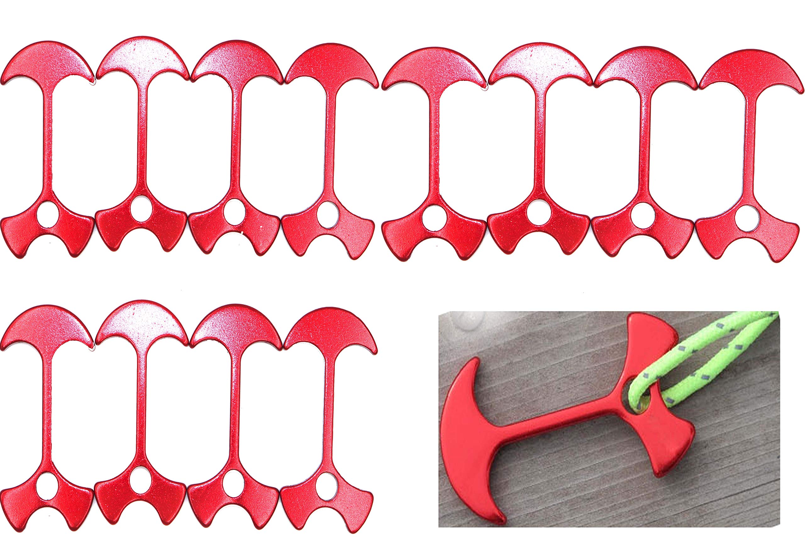 FGen 12pcs Deck Plank Road Camping Fish Bone Nail Rope Buckle Tent Windproof Rope Fish Bone Nail Aluminum Alloy Anchor Buckle Umbrella Rope