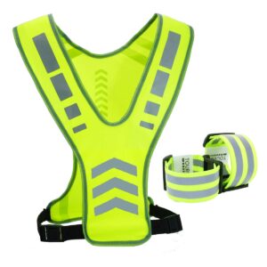 tourun reflective running vest gear with pocket for women men kids, safety reflective vest bands for night cycling walking bicycle jogging